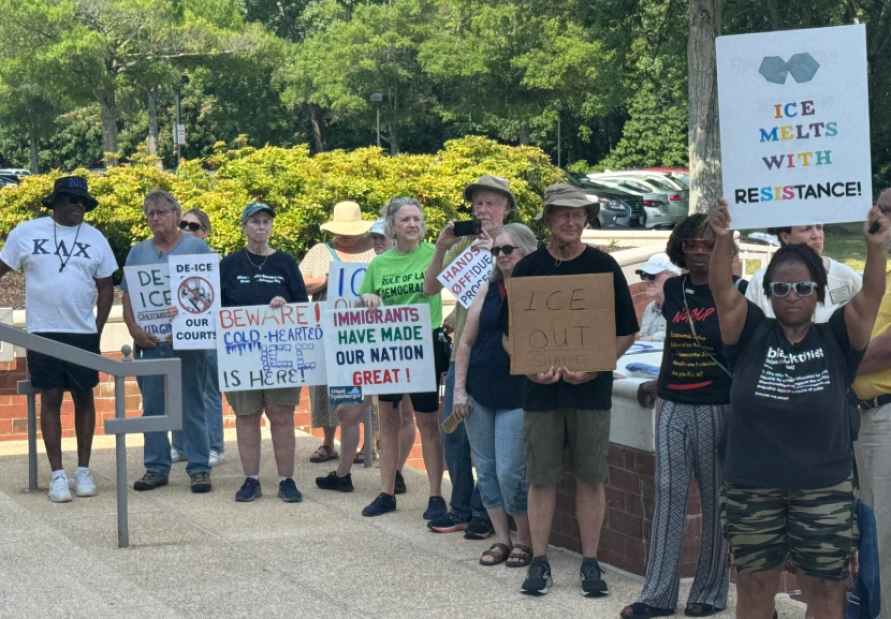 Local residents protest ICE at Chesterfield County Courthouse ...